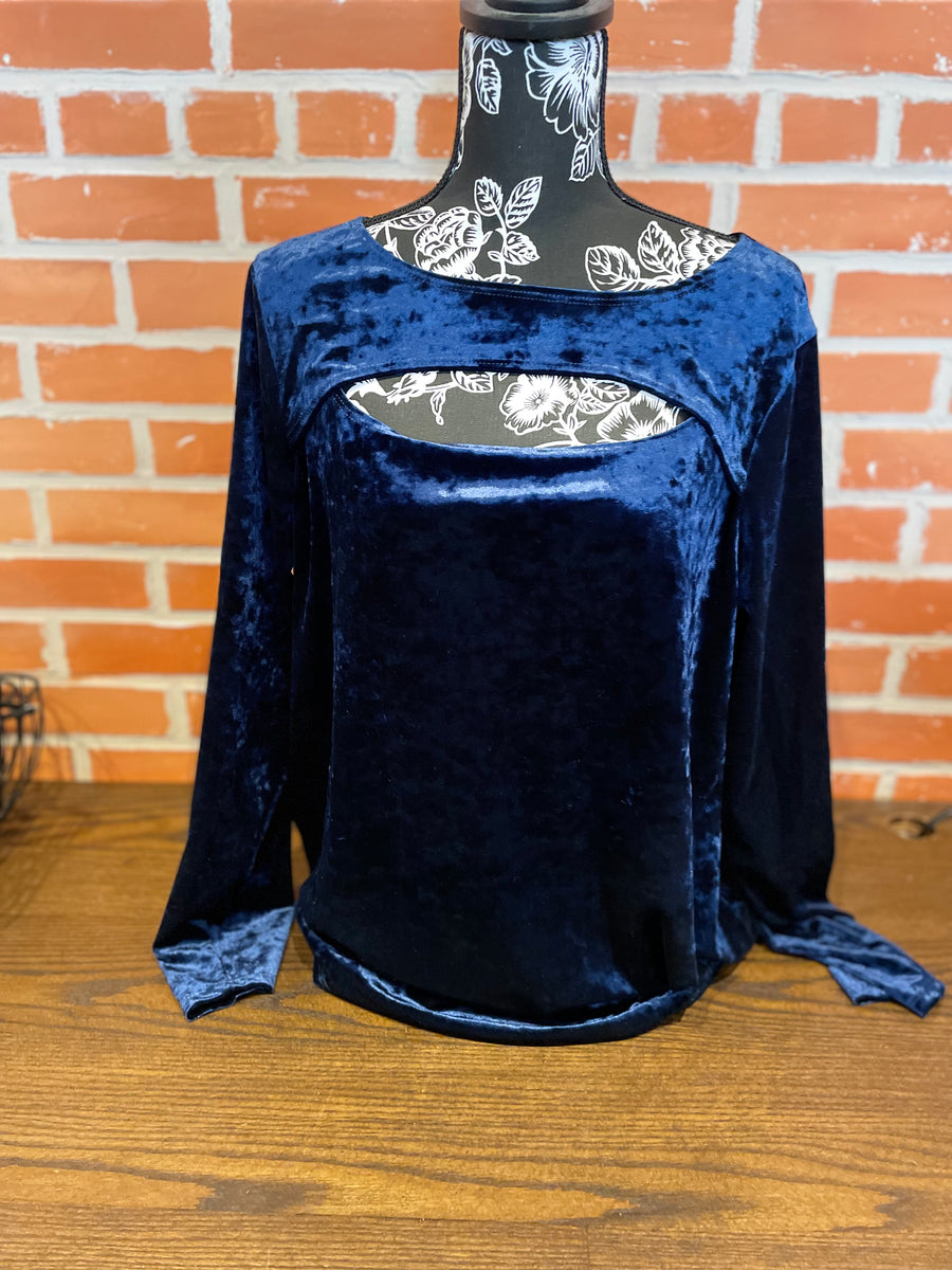 Navy Blue Velvet Top – Smalltown Trendy Boutique