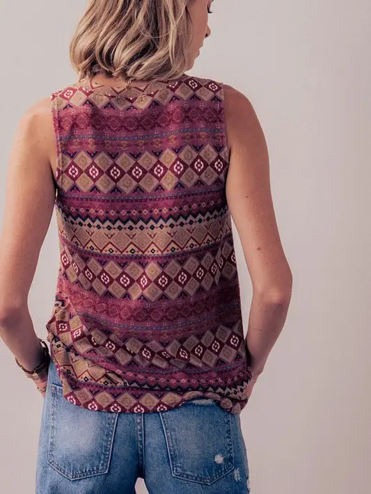 Aztec Sleeveless Top – Smalltown Trendy Boutique